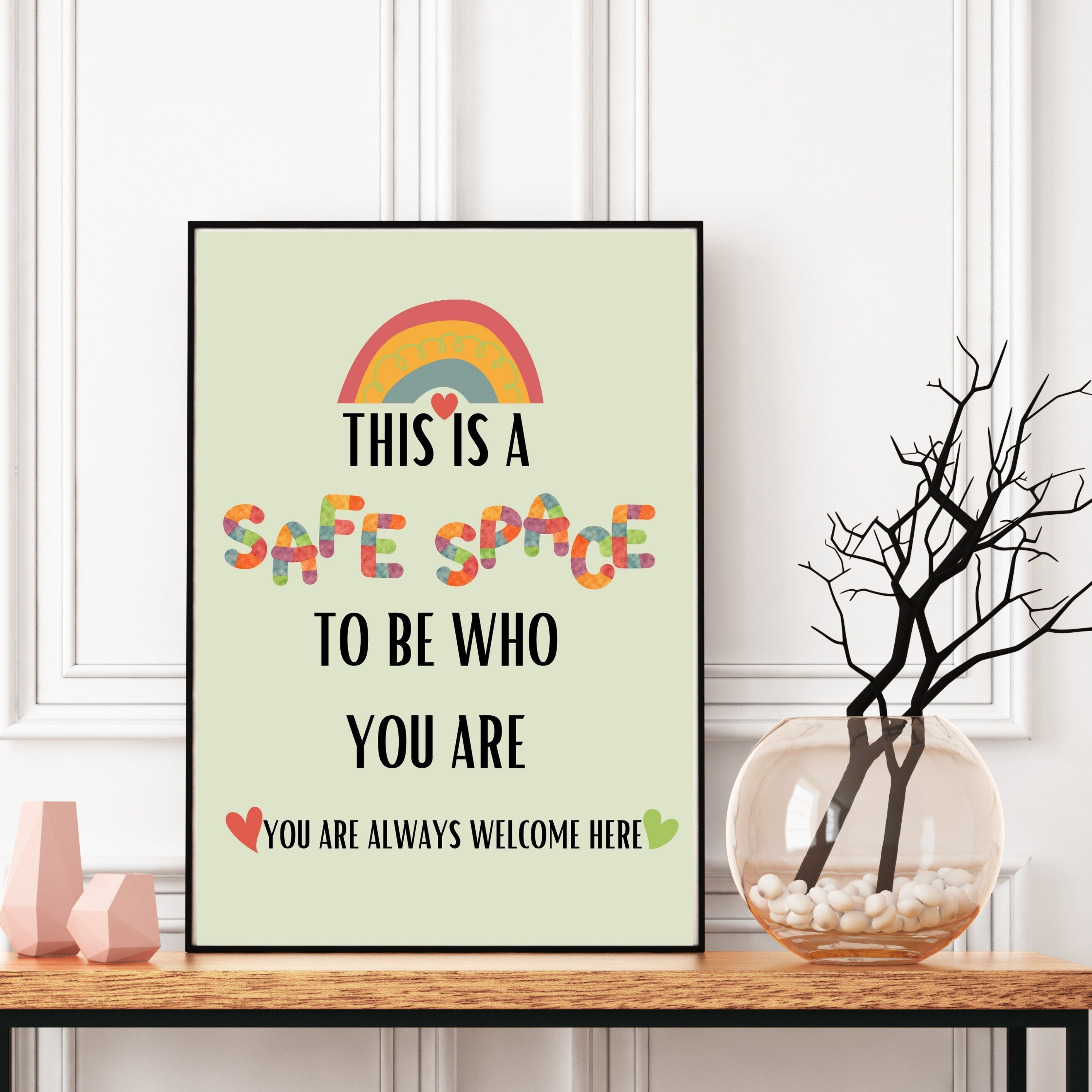 Rainbow Safe Space Poster, School Counselor Office Decor Psychology ...