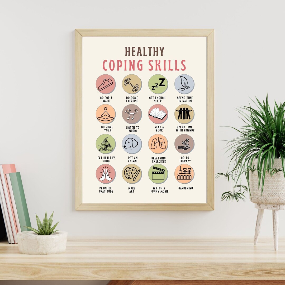 Coping Skills Poster, Therapy Office Decor, Coping Strategies, Mental ...