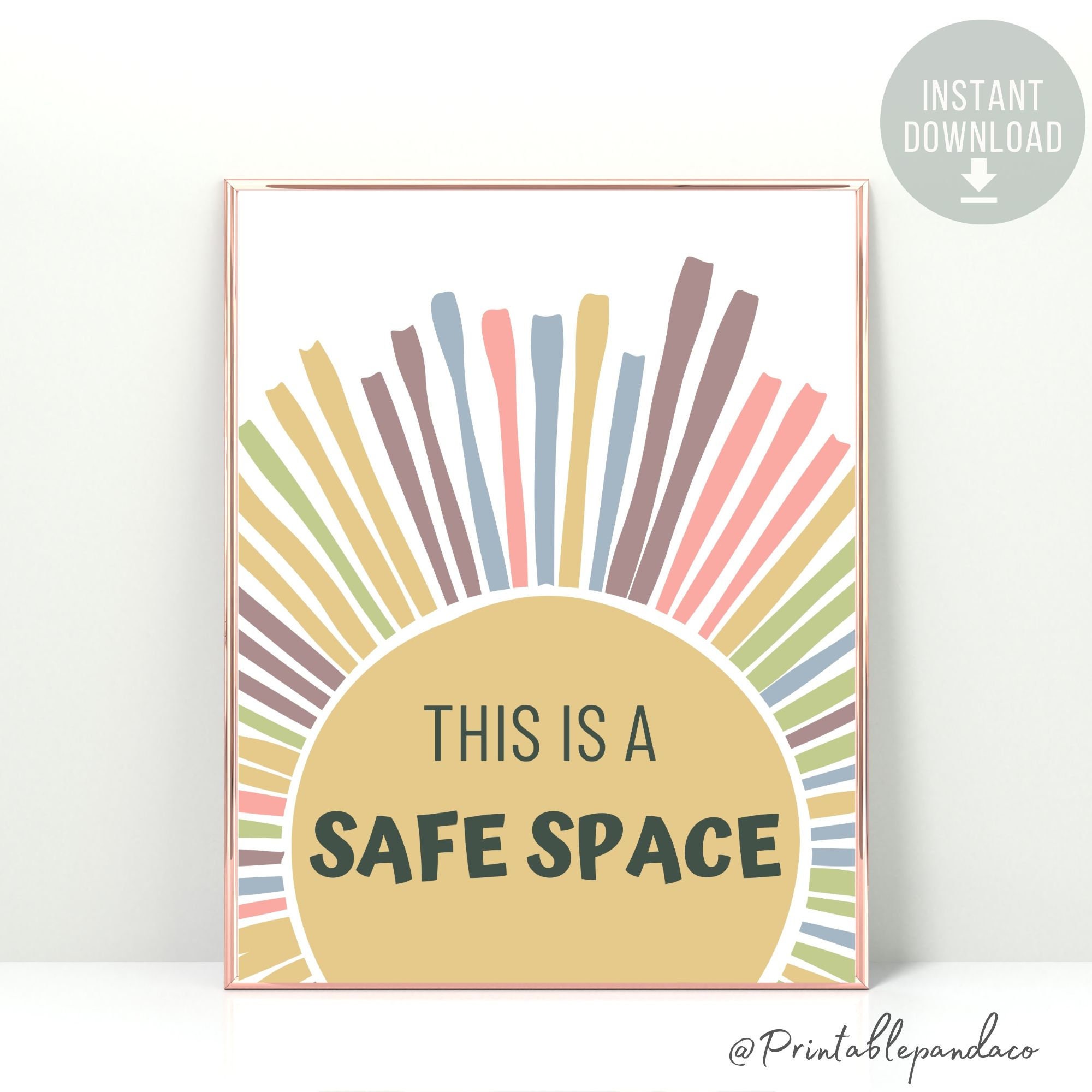 Safe Space Poster Counselor Door Sign Calm Down Corner Therapy Office ...