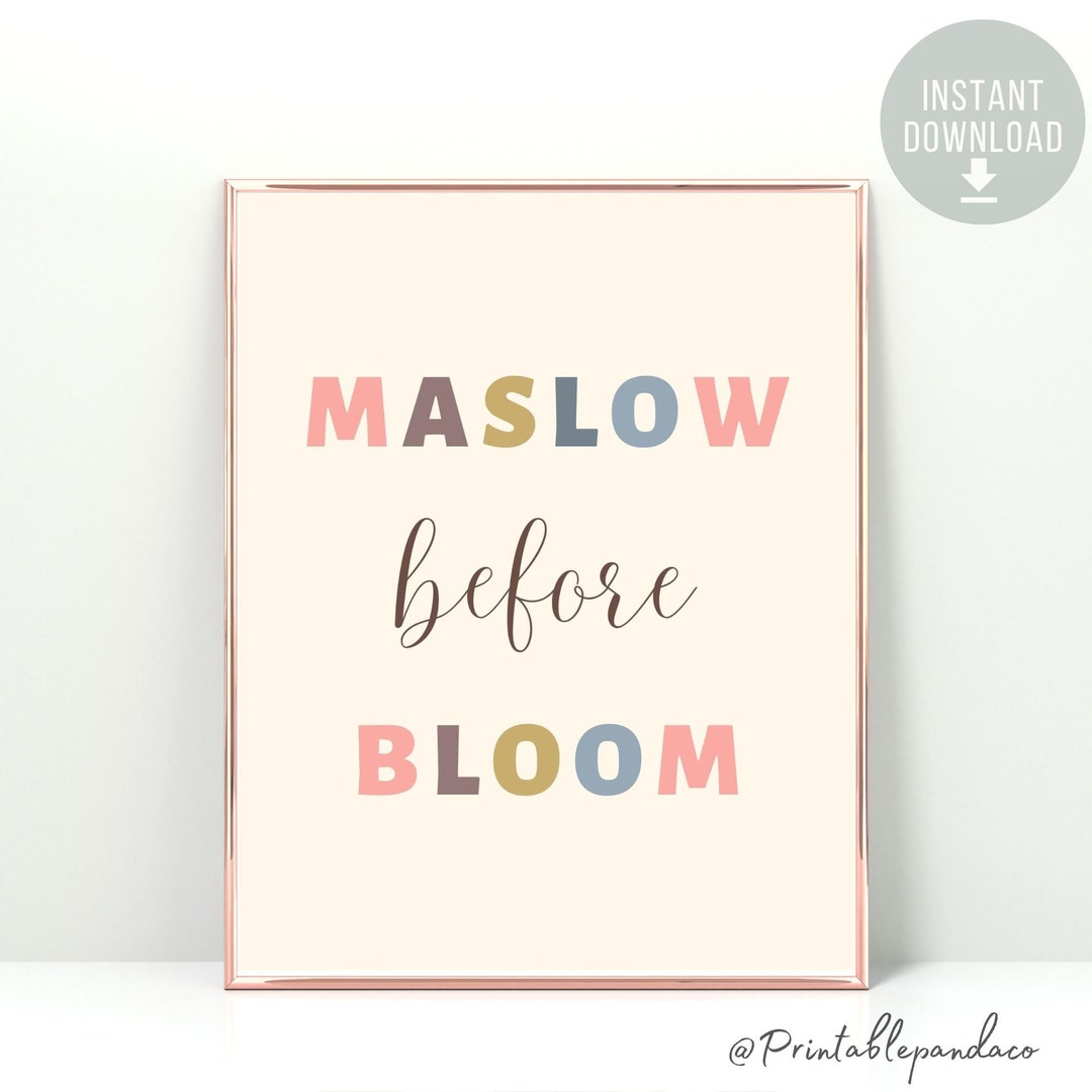 Maslow Before Bloom Poster, Therapy Office Decor, School Psychologist ...