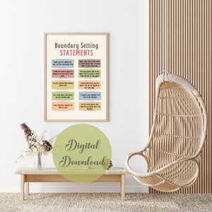 Boundary Setting Statements Psychology Poster Therapy Office Decor Self ...