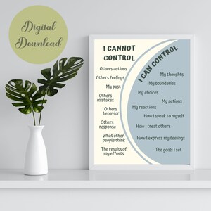 What I Can and Cannot Control Poster, Therapy Office Decor, Calming ...