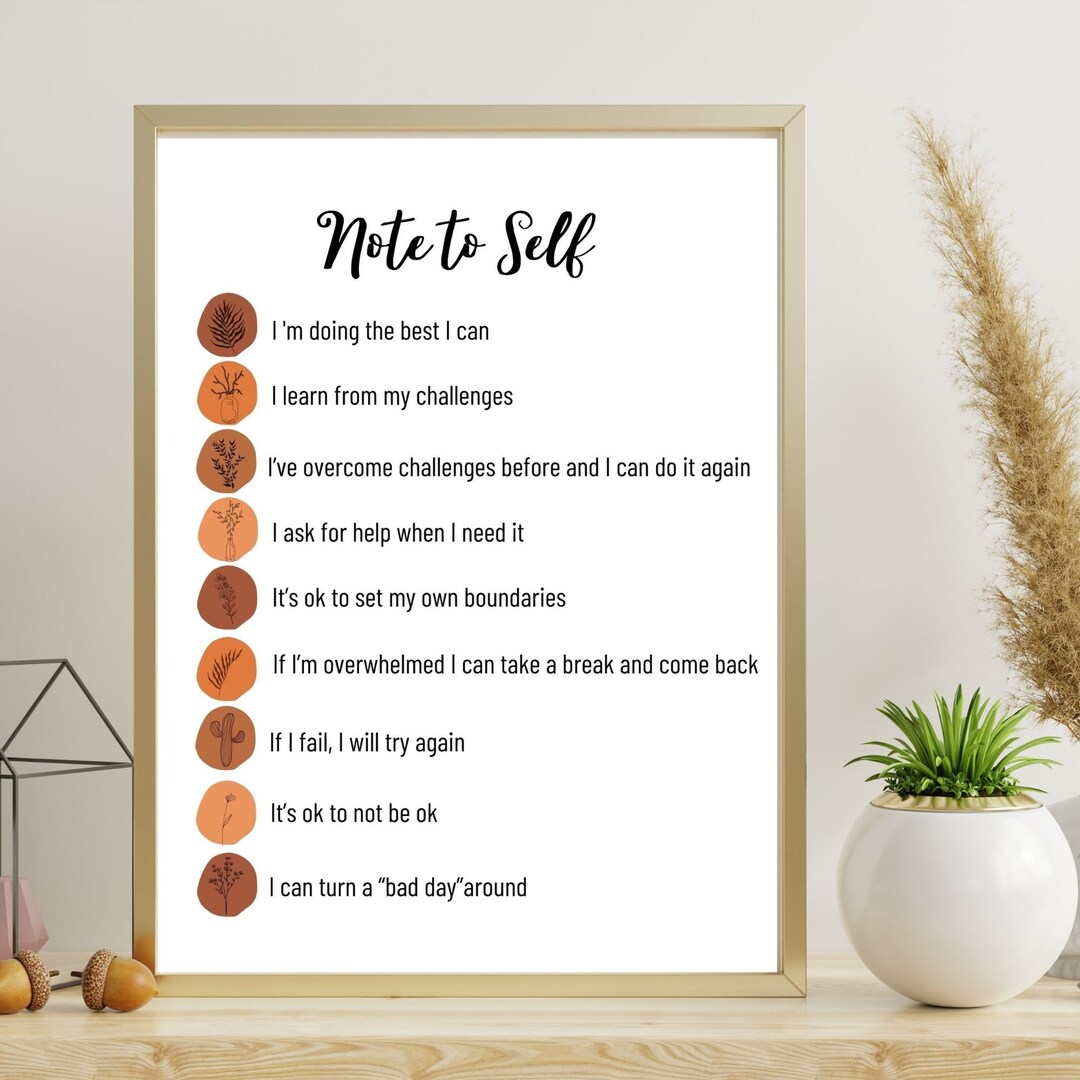 Note to Self Poster, School Counselor Office Decor, Social Worker ...