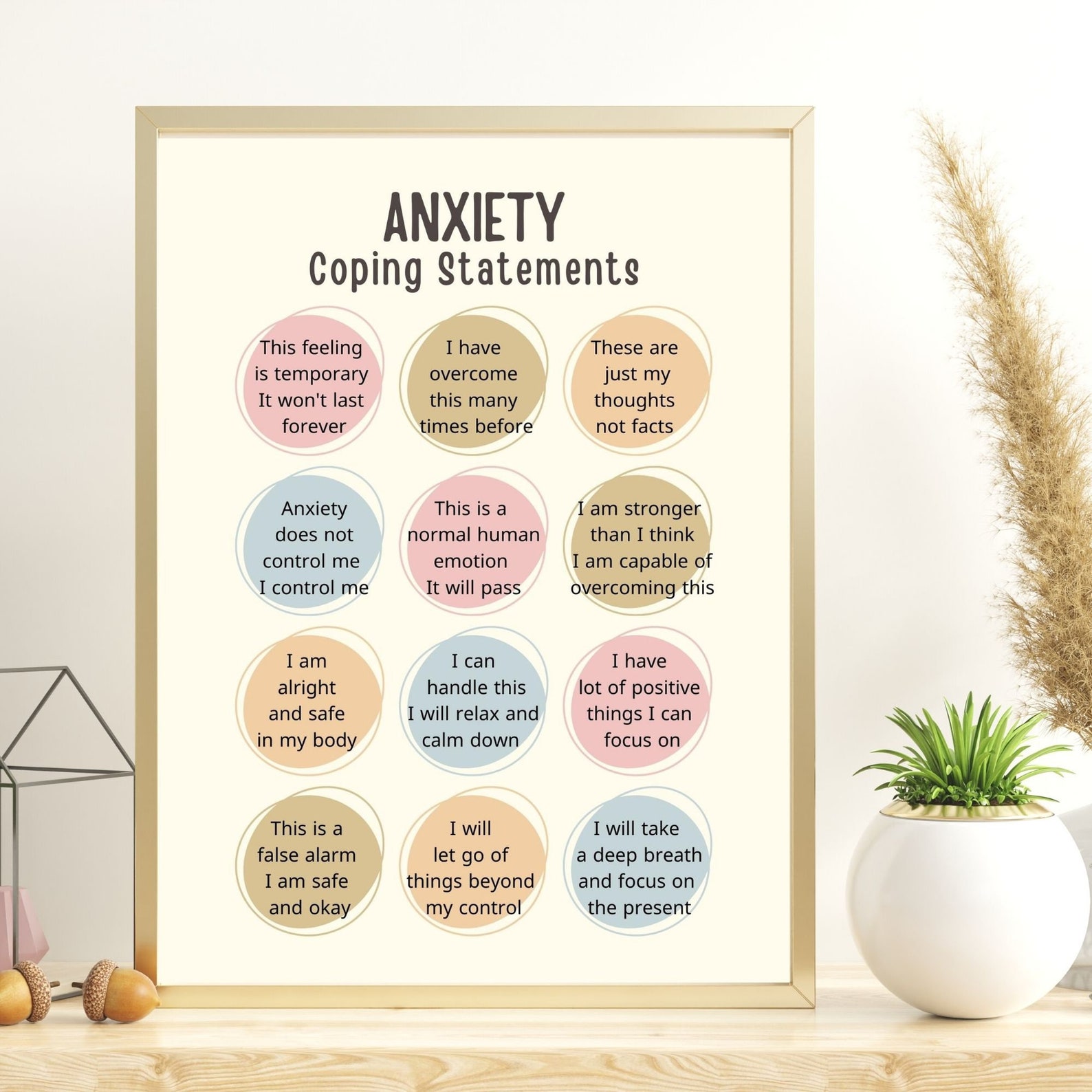 Anxiety Coping Statements for Anxiety Relief, Coping Skills Therapy ...