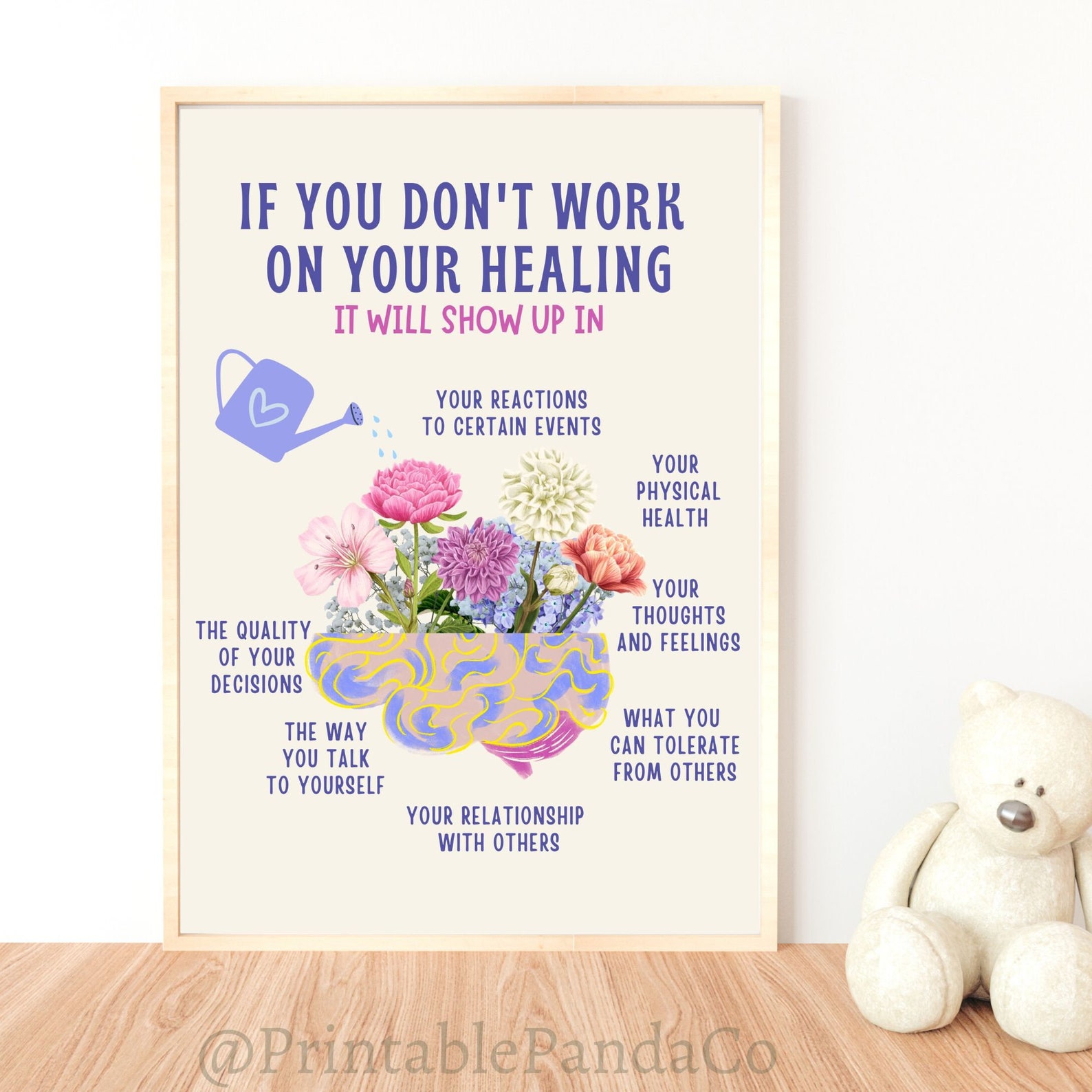 Healing Brain Art, Therapy Office Decor, Work on Your Healing Art Print ...