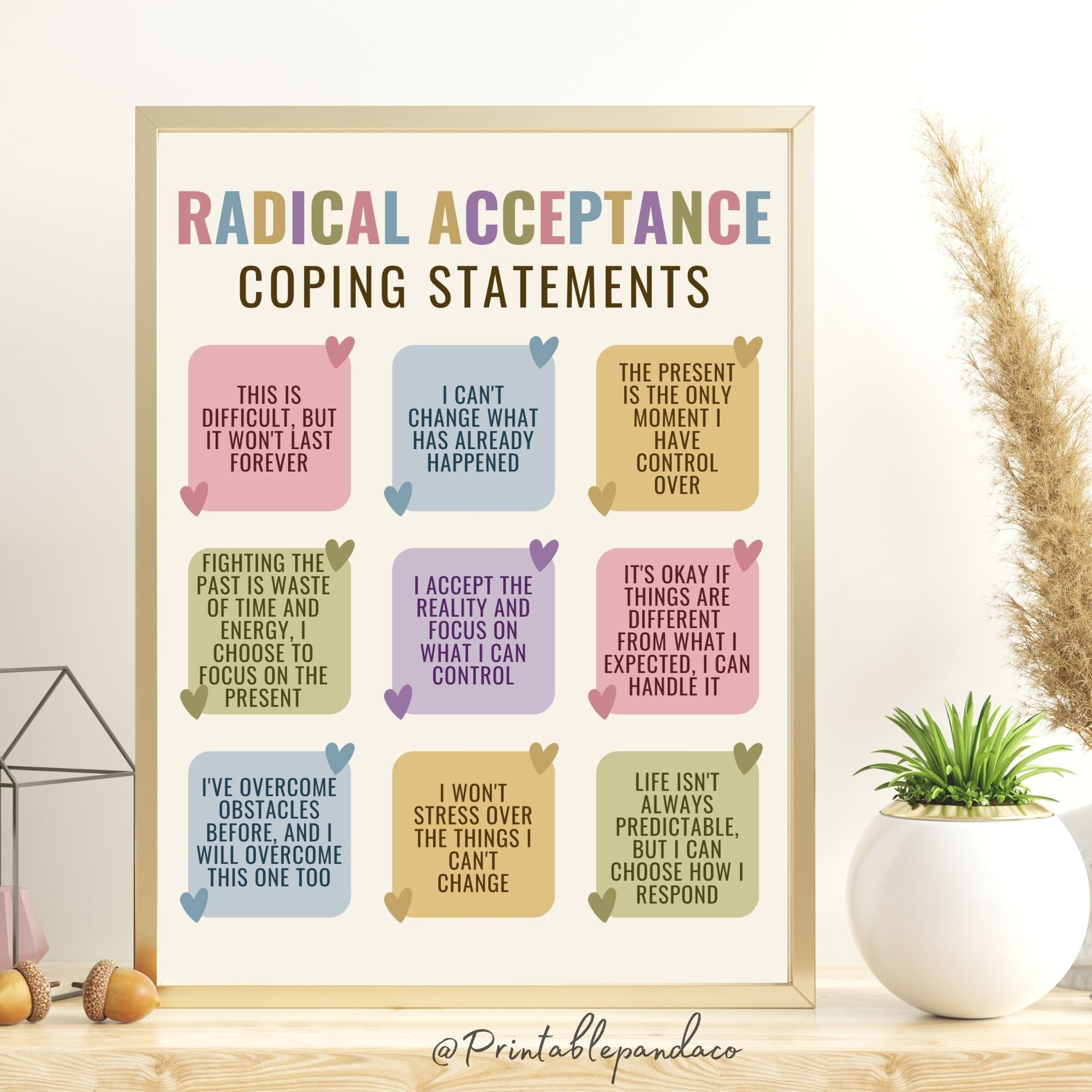 Radical Acceptance Poster, Therapy Office Decor, Self Acceptance ...
