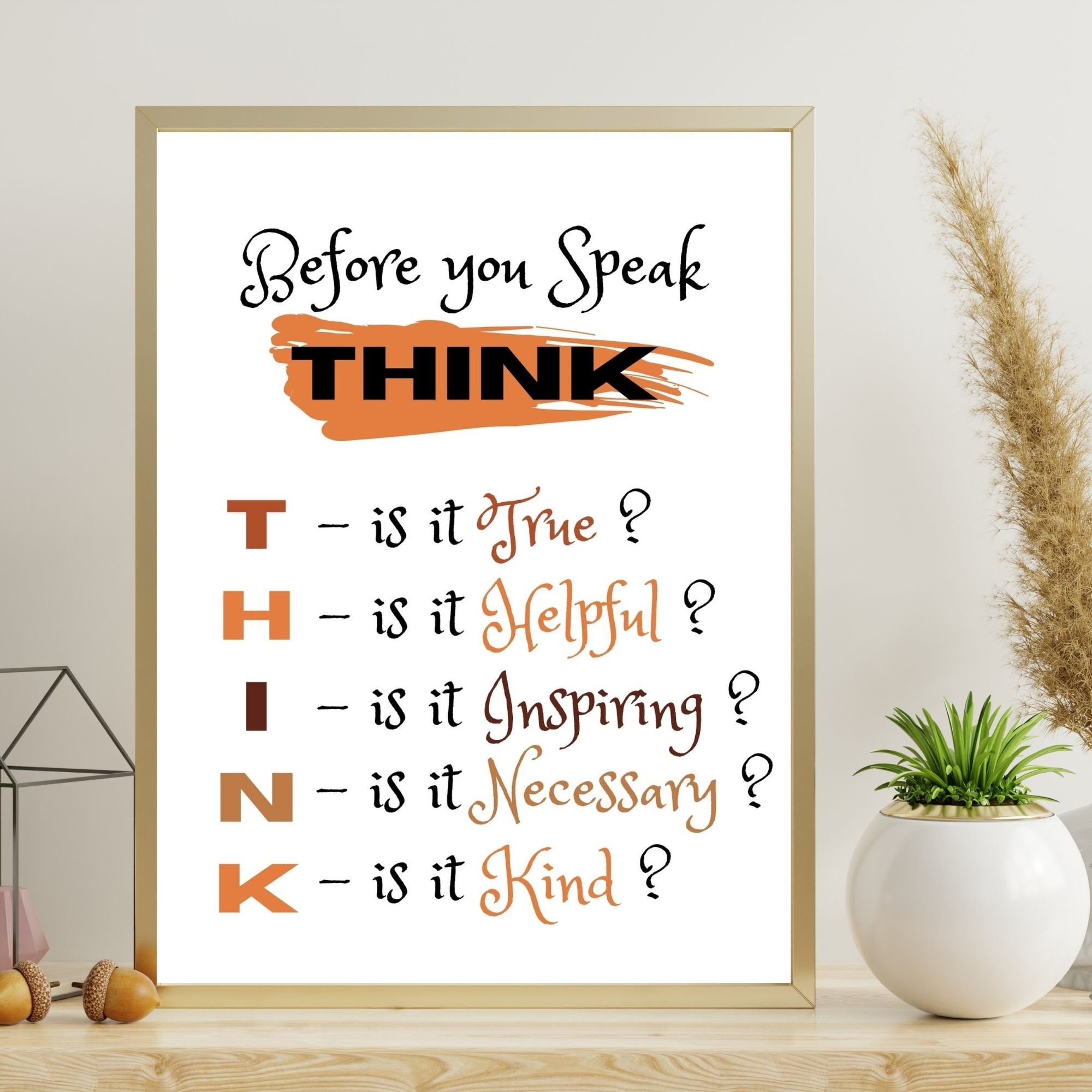Mental Health Poster, Think Before You Speak Sign, Boho Counselor ...