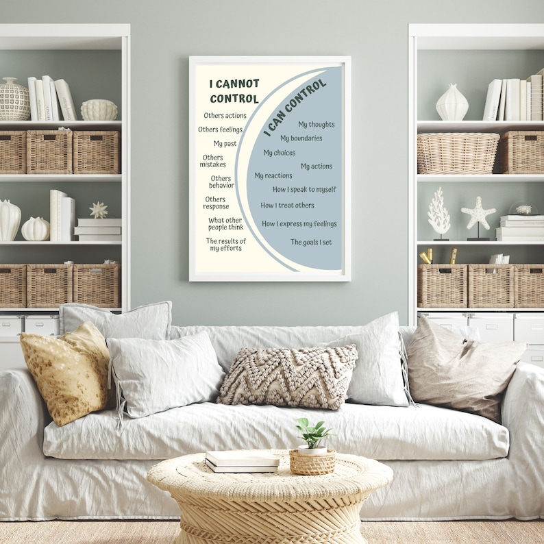 What I Can and Cannot Control Poster, Therapy Office Decor, Calming ...