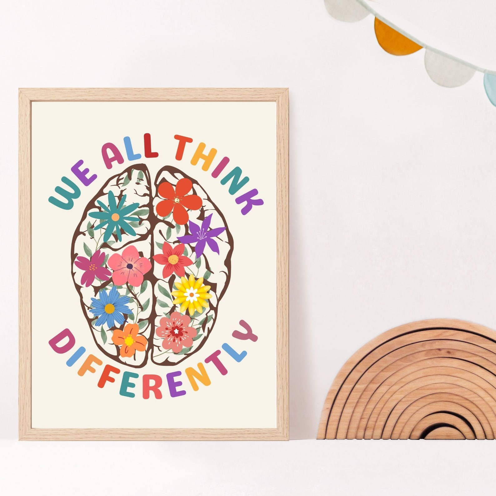 Neurodiversity Brain Art Poster, Therapy Office Decor, We All Think ...