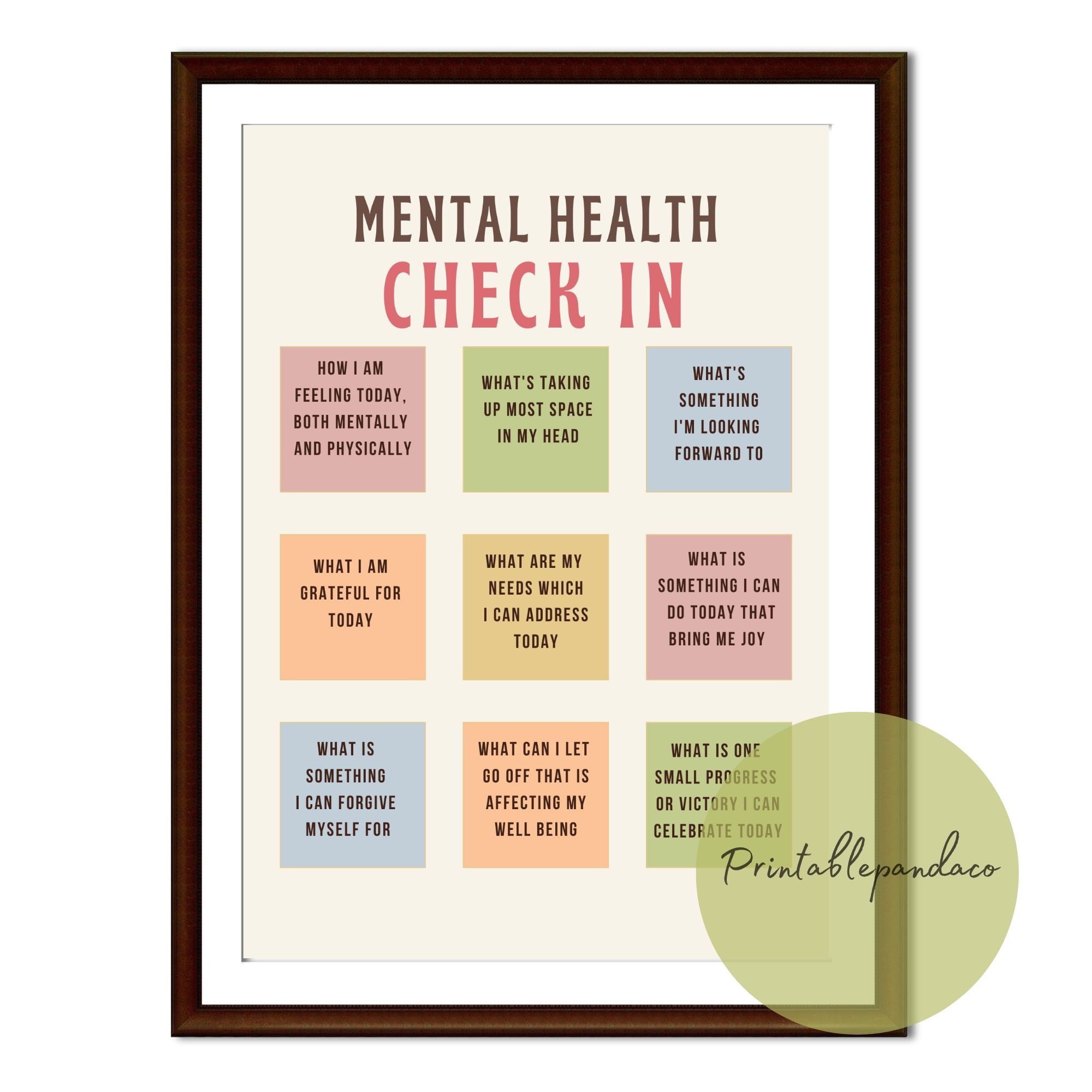 Mental Health Check in Poster, Therapy Office Decor Feelings Daily ...