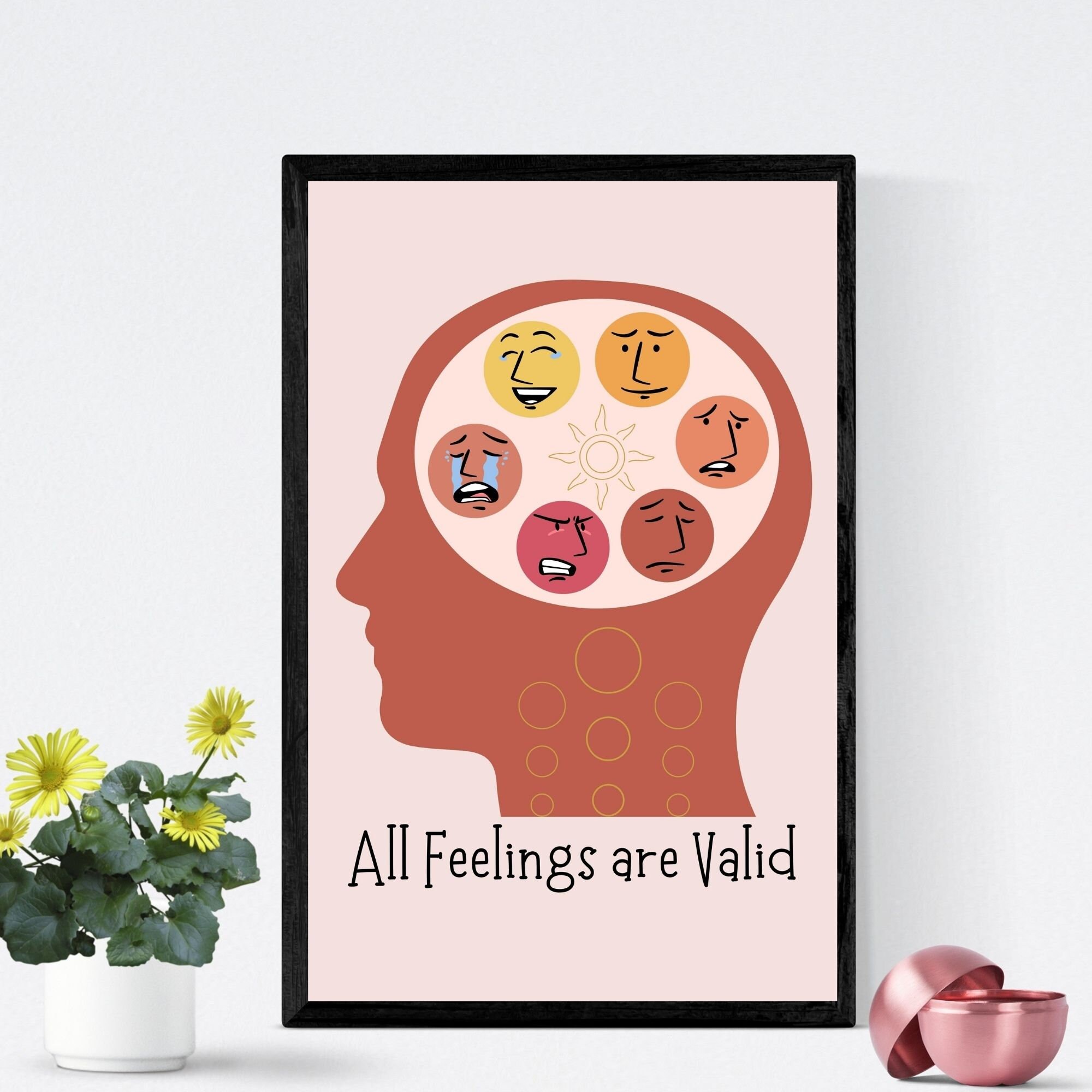 Feelings Poster, All Feelings Are Valid, Boho Calm Corner, Therapy ...