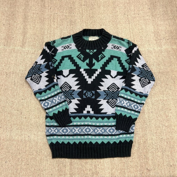 Vintage 90's Aztec Chunky Oversized Sweater-Retro kni… - Gem