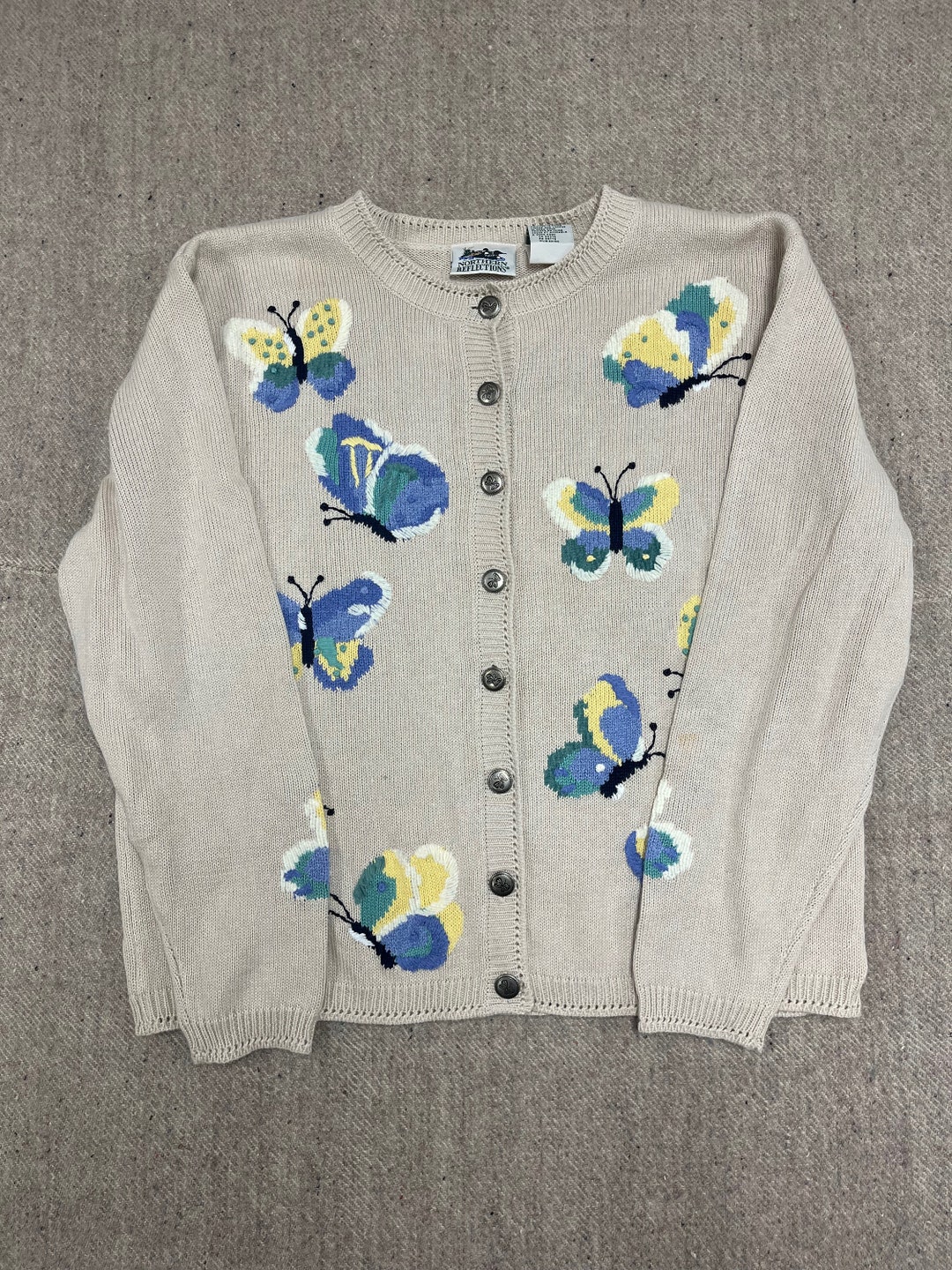 Vintage Northern Reflections Cardigan Sweater Large Beige 1990s - Etsy ...