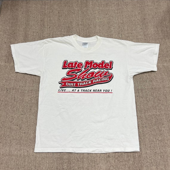 Vintage Late Model Dirt Racing Show Shirt XL White 20… - Gem