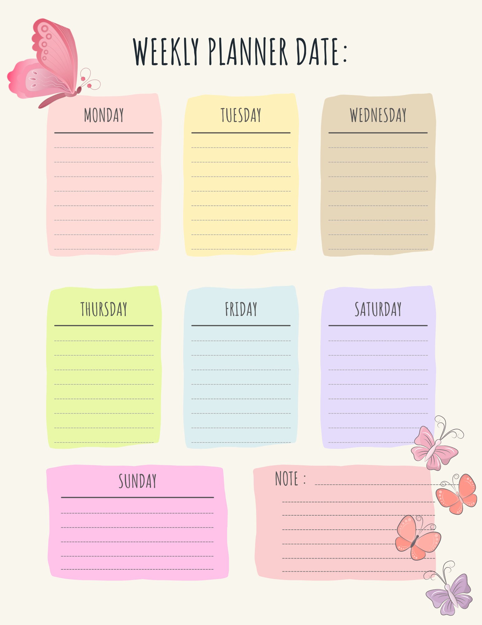 Butterfly Weekly Planner - Etsy