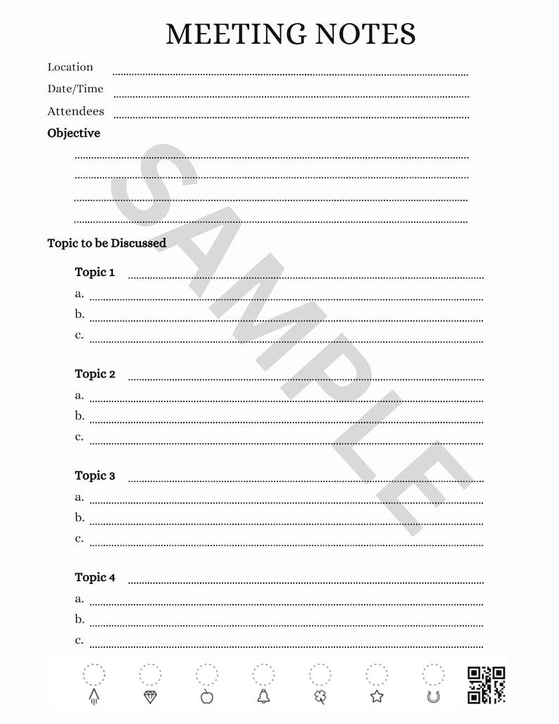 Legal Sized Meeting Notes Template for Rocketbook - 2 Pages - Itemized ...