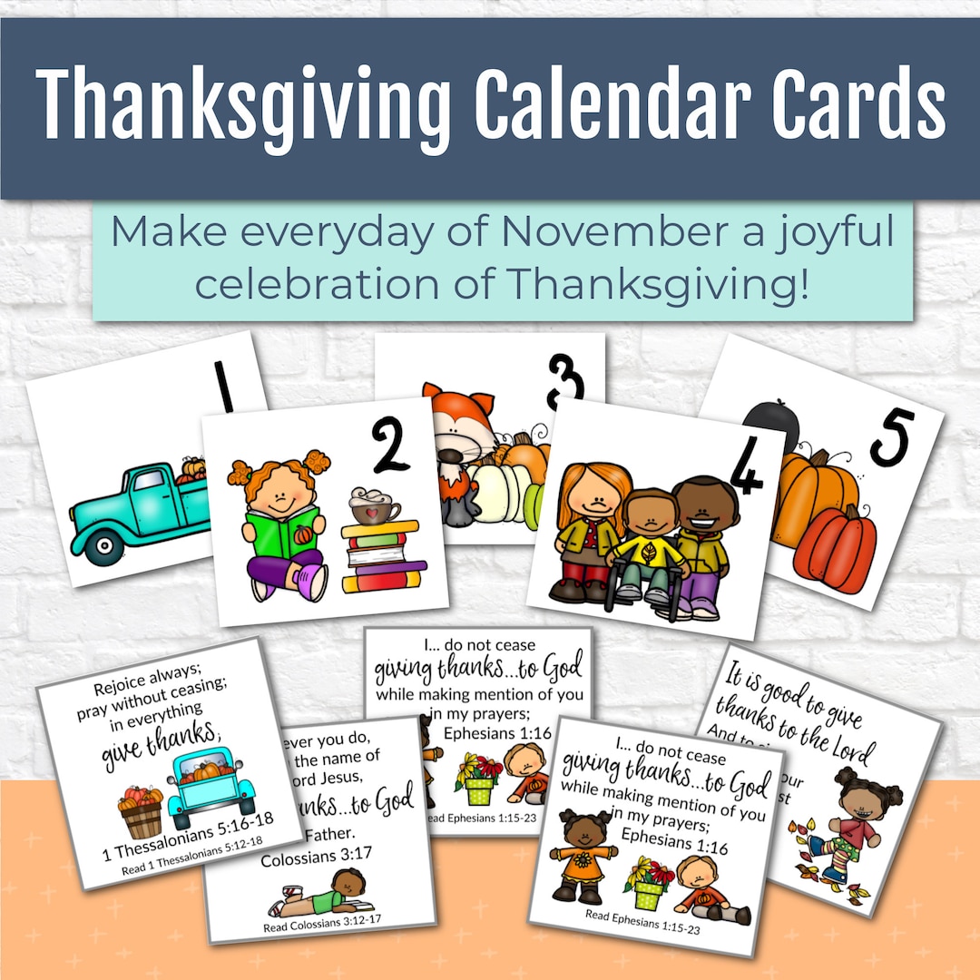 Thanksgiving Calendar Cards, Printable Thanksgiving Bible Verse ...