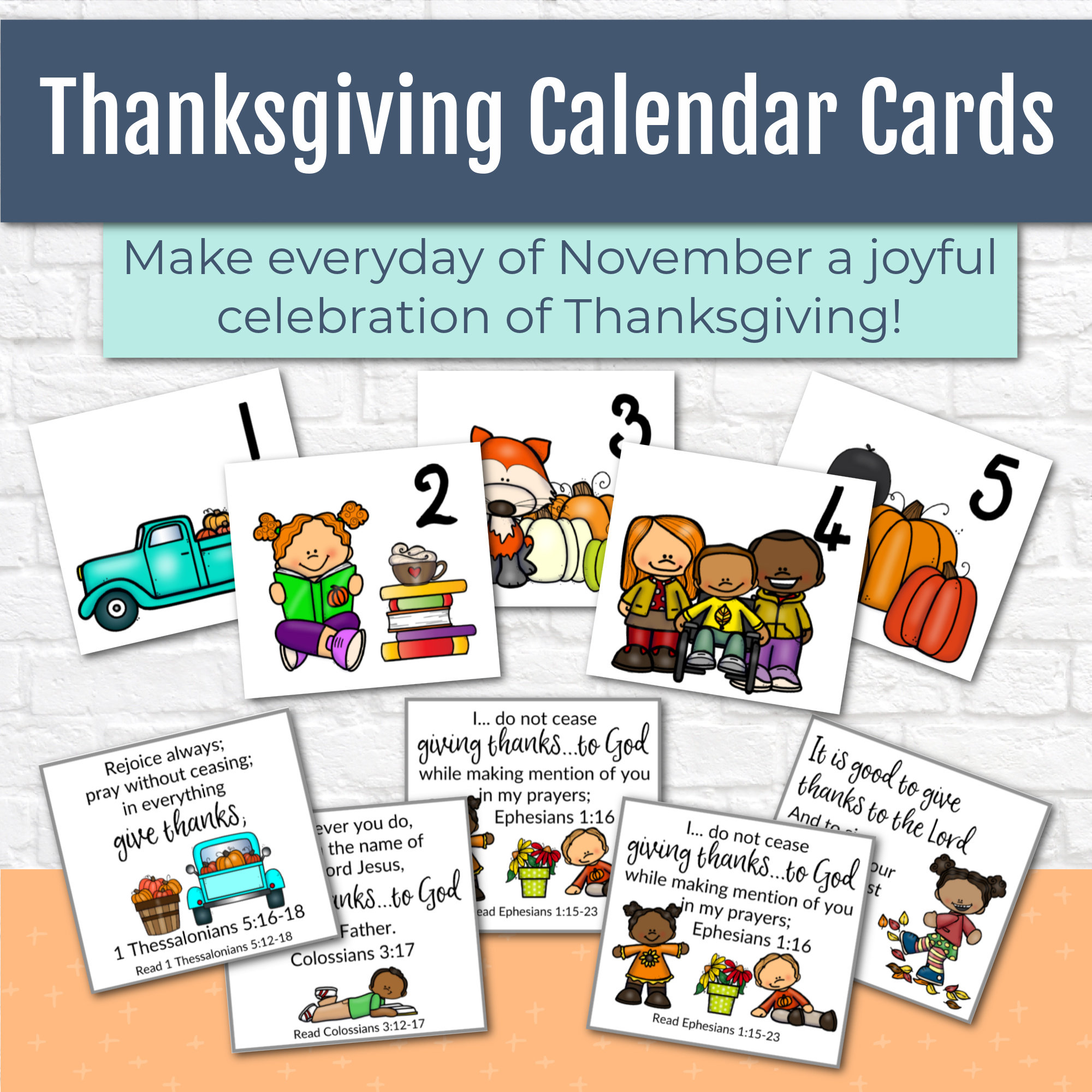 Thanksgiving Calendar Cards, Printable Thanksgiving Bible Verse ...
