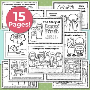 Jesus' Birth Activity Pages, Bible Preschool Sunday School Christmas ...