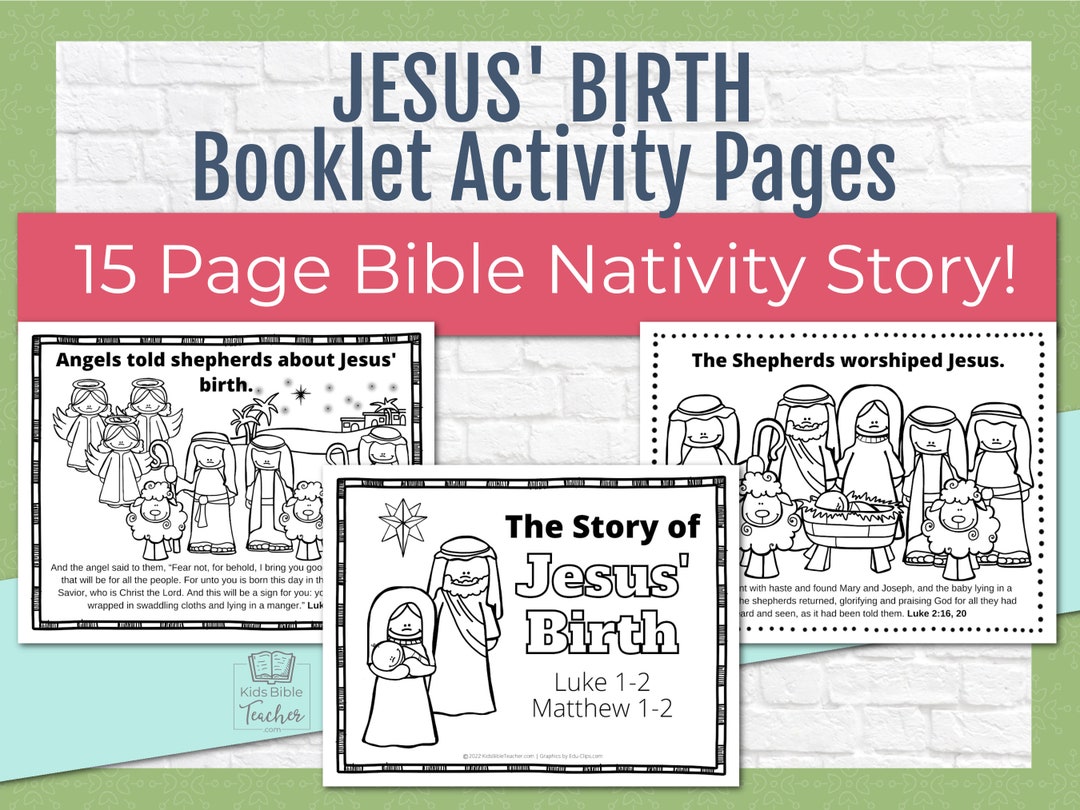 Jesus' Birth Activity Pages, Bible Preschool Sunday School Christmas ...