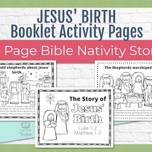Jesus' Birth Activity Pages, Bible Preschool Sunday School Christmas ...