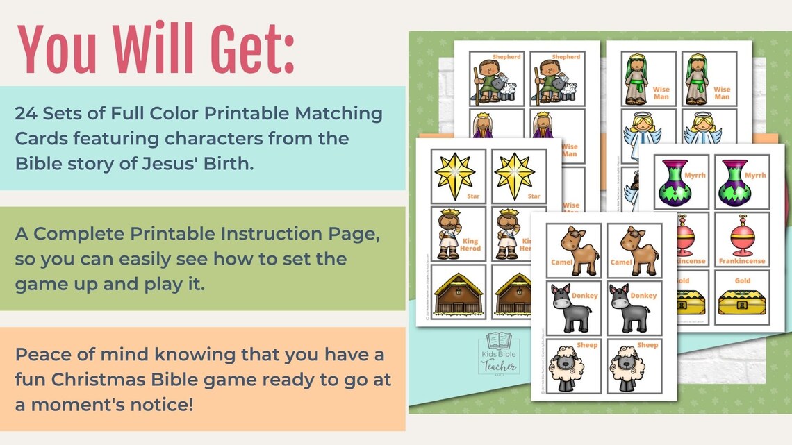 Jesus' Birth Bible Match Game, Nativity Christmas Bible Memory Game ...