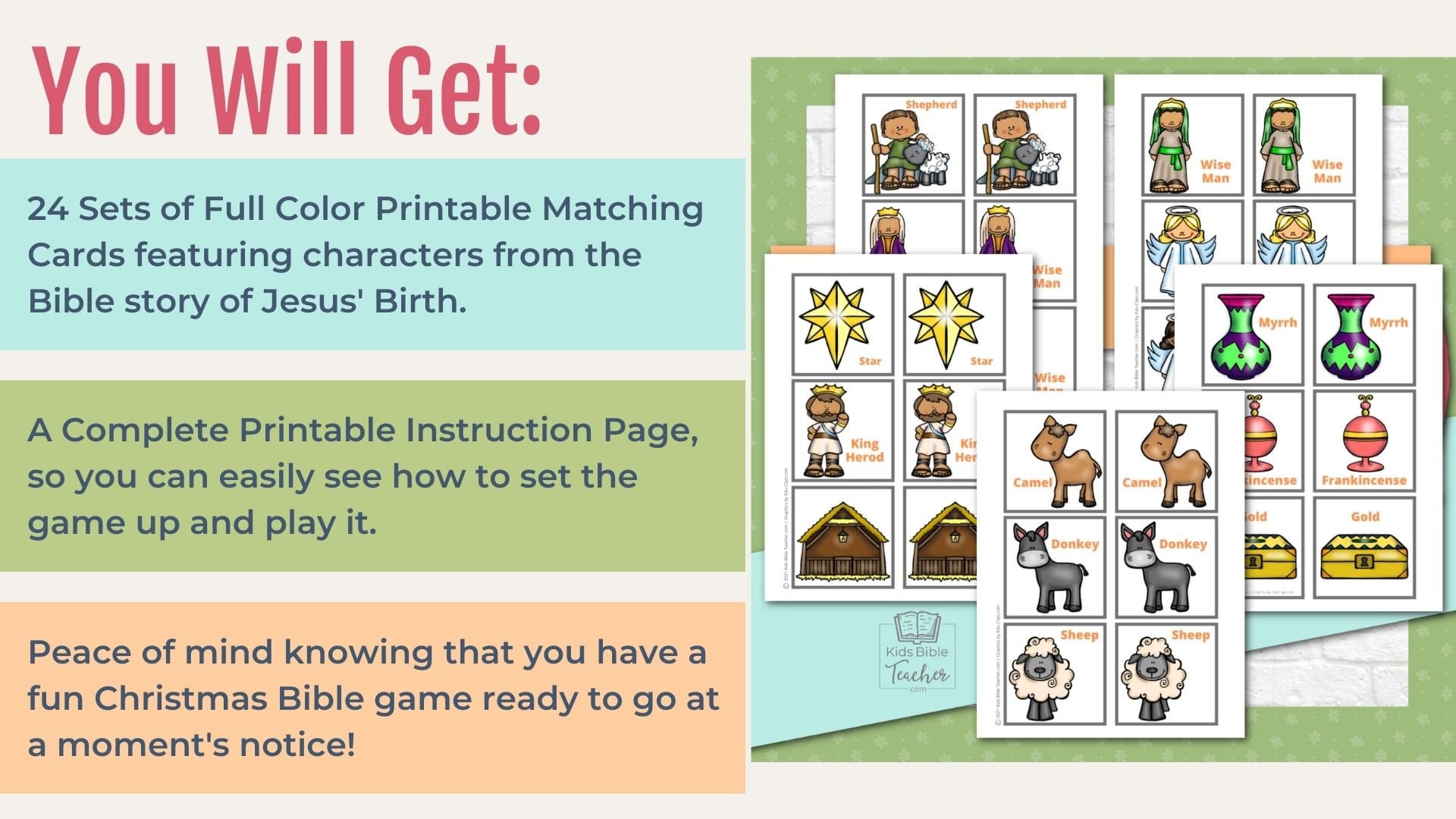 Jesus' Birth Bible Match Game, Nativity Christmas Bible Memory Game ...