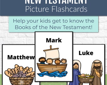 New Testament Books of the Bible Kids Fact Cards, Bible Verse Learning ...