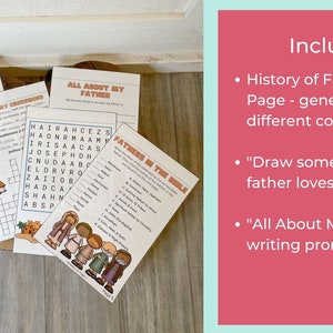 Father's Day Printable Activity Notebook for Kids, Sunday School Bible ...