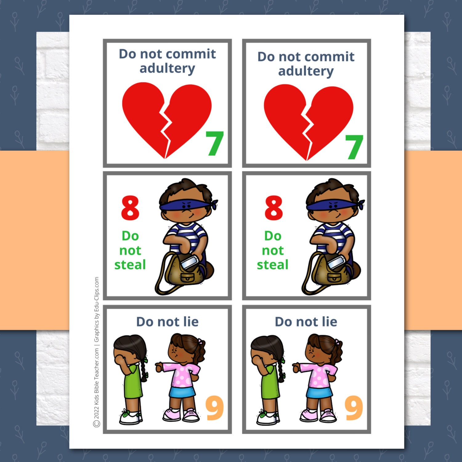 Ten Commandments Matching Game, Bible Elementary Sunday School Activity ...