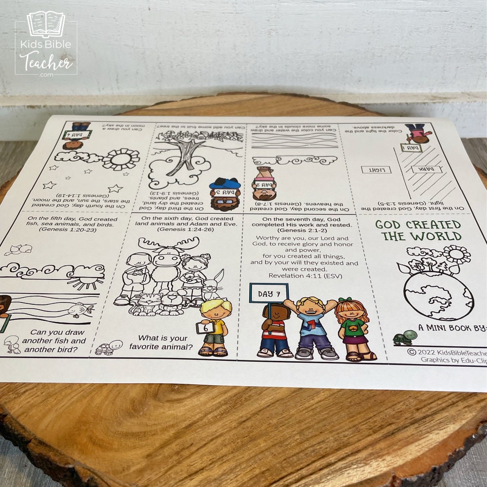 Creation Bible Story Mini Book Craft for Kids Featuring Genesis 1 ...
