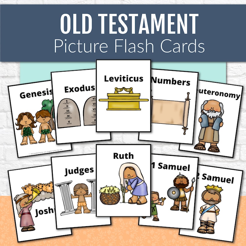 Old Testament Books of the Bible Kids Flash Cards, Bible Verse Learning ...