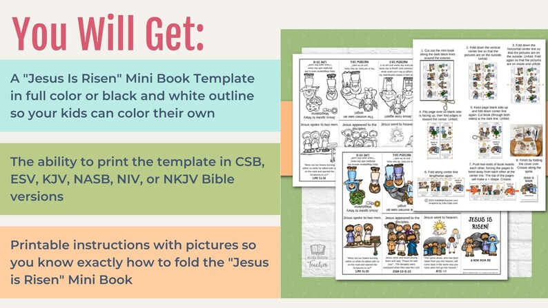 Easter Story Mini Book Craft, Jesus is Risen Bible Craft for Kids ...