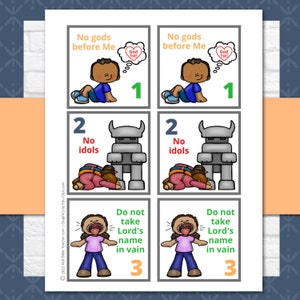 Ten Commandments Matching Game, Bible Elementary Sunday School Activity ...