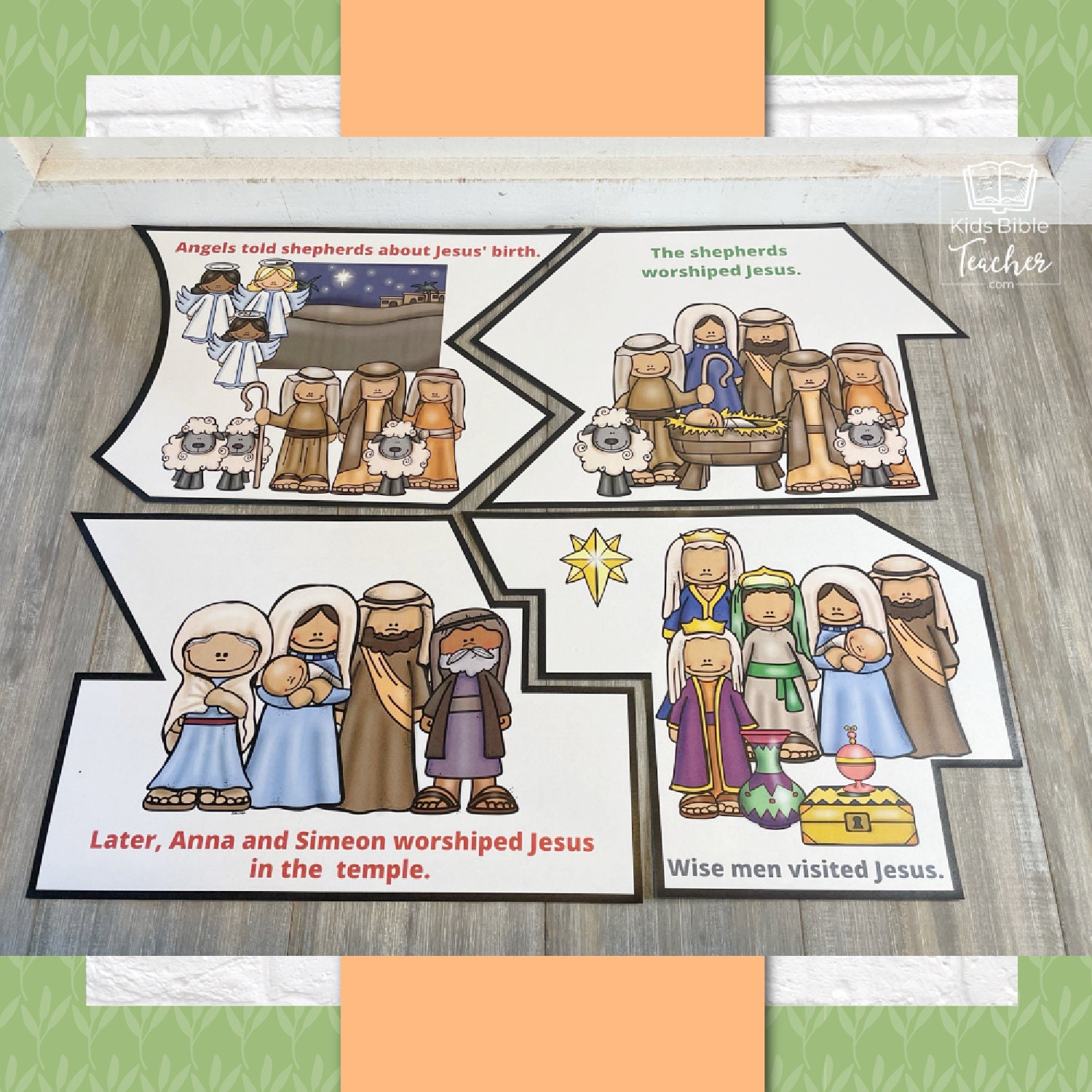 Jesus' Birth Books of the Bible Puzzle, Bible Game for Kids Floor ...