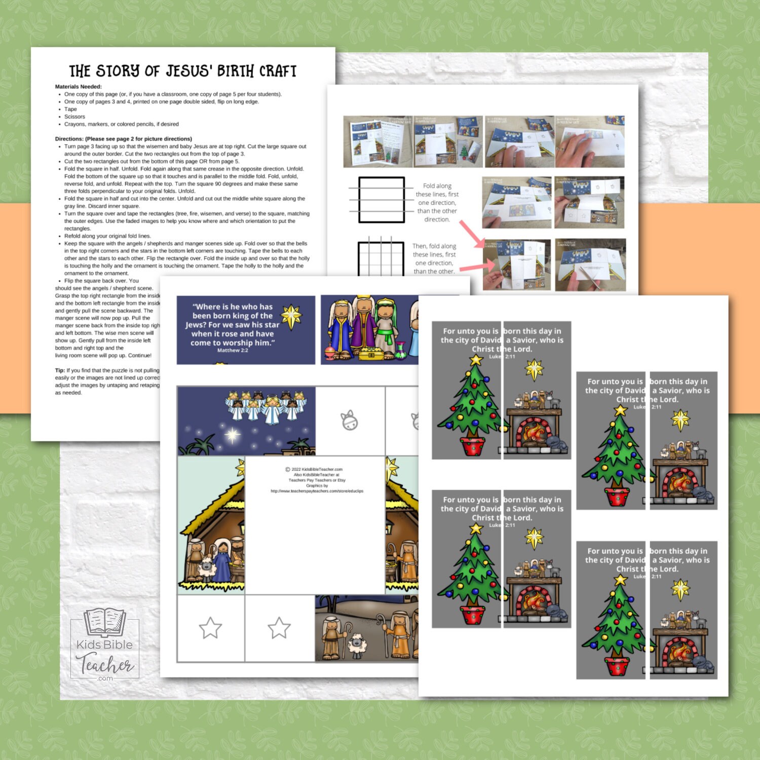 Story of Jesus Birth Bible Craft for Kids, Nativity Christmas Bible ...