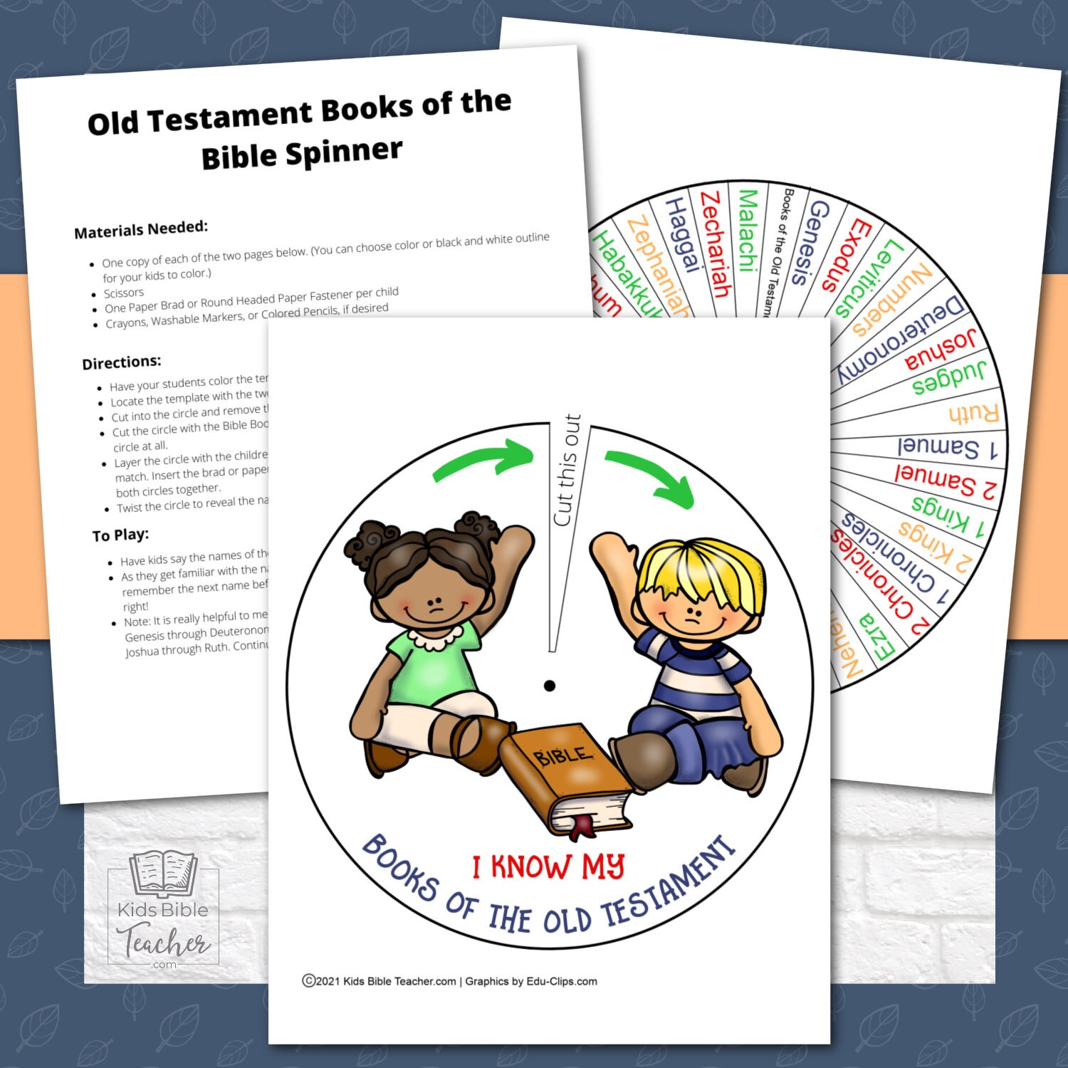 Old Testament Books of the Bible Spinner Craft Bible Study Games Trivia ...