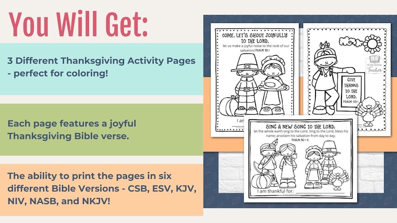 Thanksgiving Bible Study Activity Pages for Kids, Gratitude ...