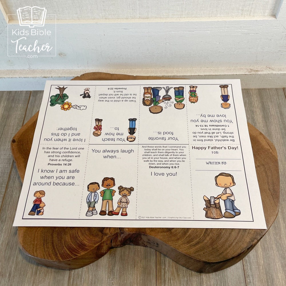 The Father's Day Mini Book Craft With Bible Verses Activity for Kids to ...