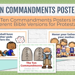 Ten Commandments Posters, Bible Study Children, Sunday School Lesson ...