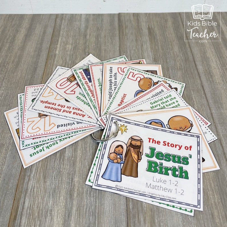 Story of Jesus Birth Posters Teaching Cards, Nativity Christmas Bible ...