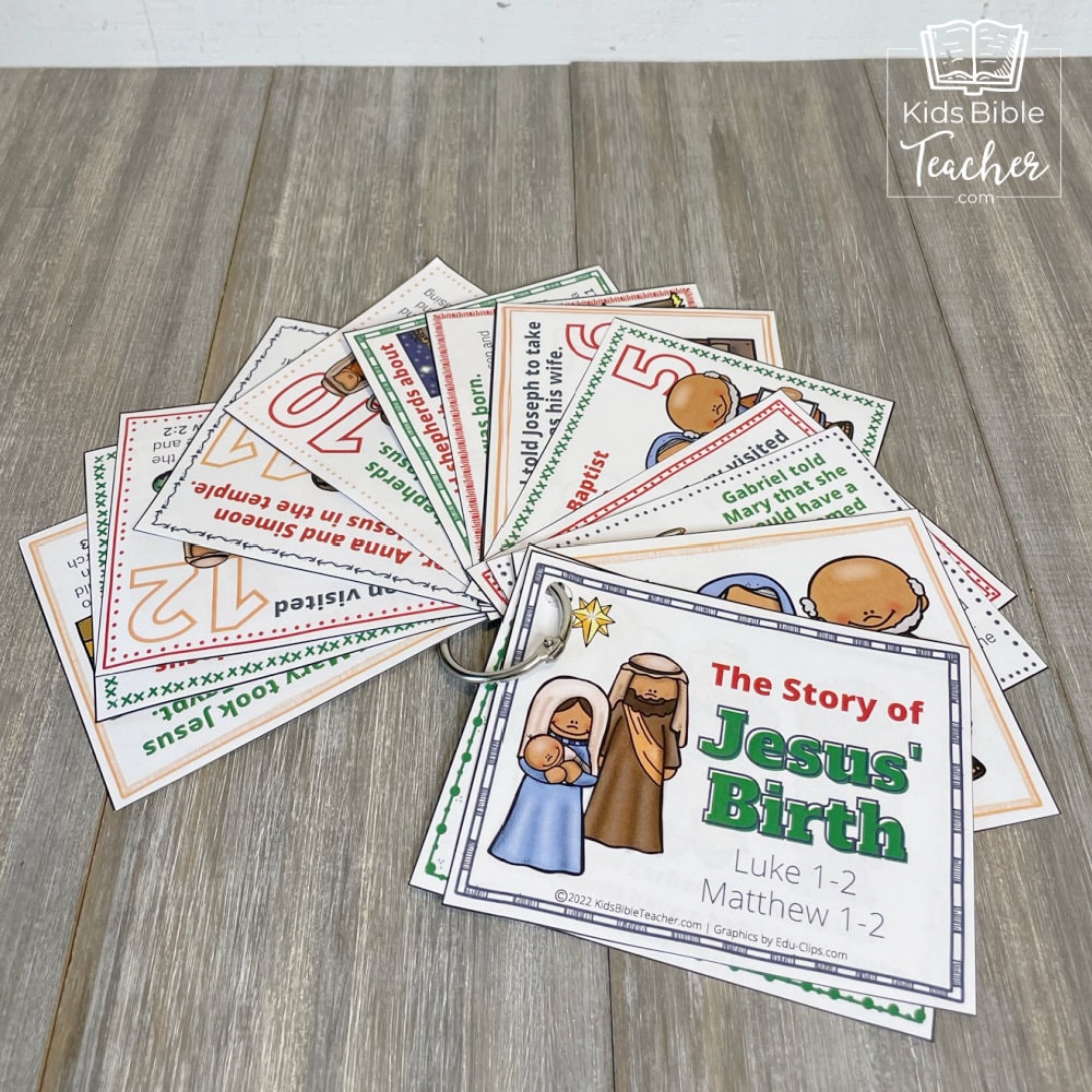 Story of Jesus Birth Posters Teaching Cards, Nativity Christmas Bible ...