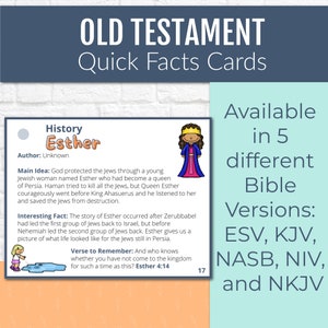 Old Testament Books of the Bible Kids Fact Cards, Bible Verse Learning ...