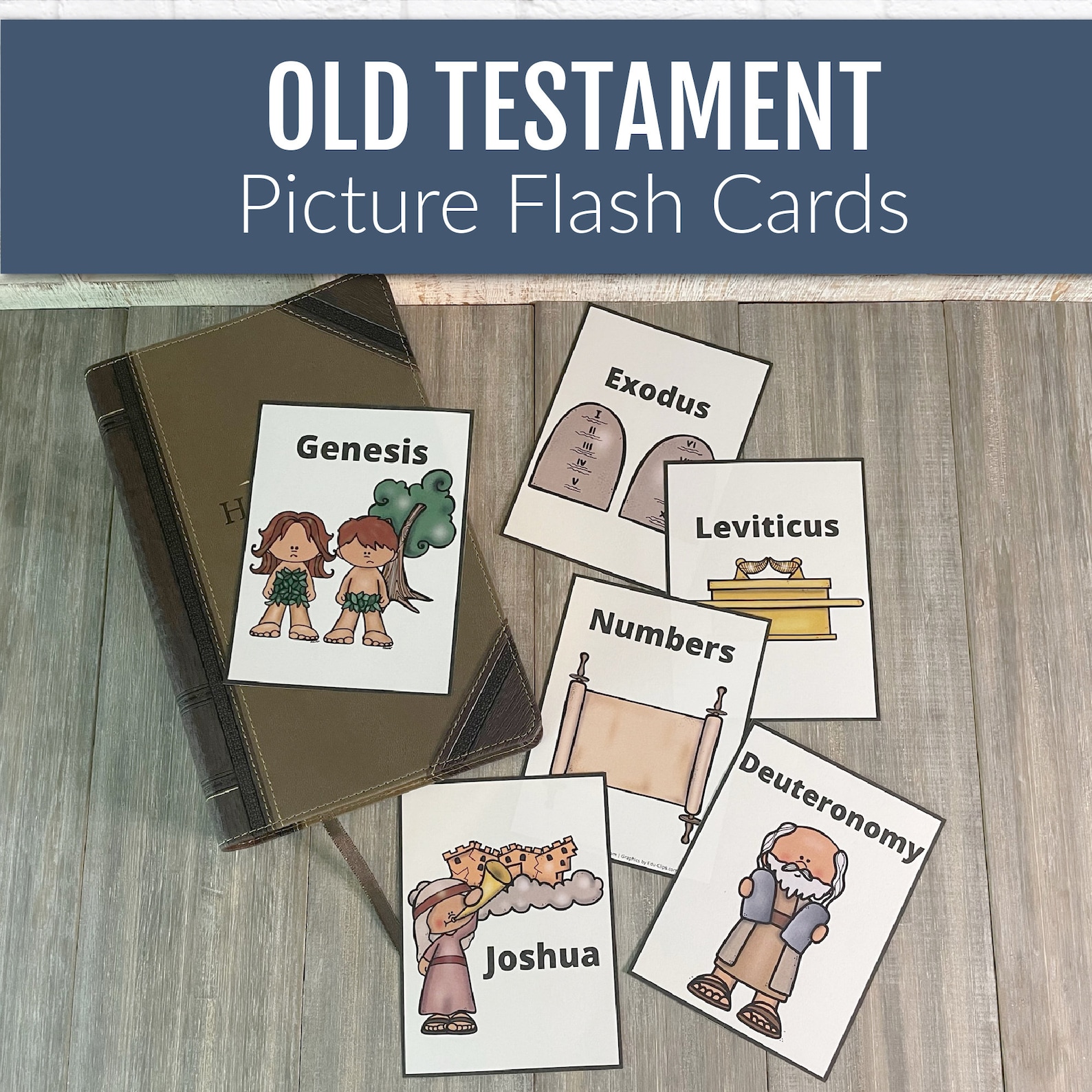 Old Testament Books of the Bible Kids Flash Cards, Bible Verse Learning ...