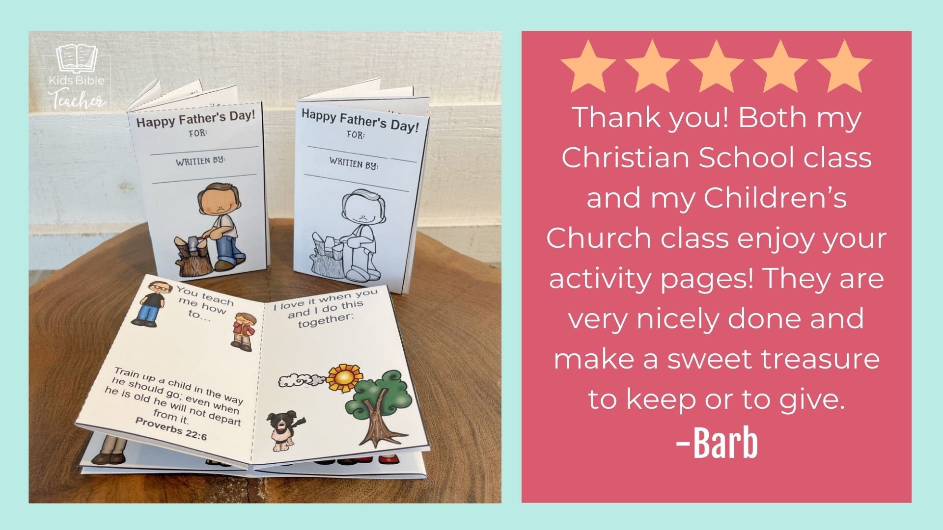 The Father's Day Mini Book Craft With Bible Verses Activity for Kids to ...