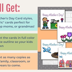 Mother's Day Cards for Kids, Printable Mother's Day Gift for Children ...