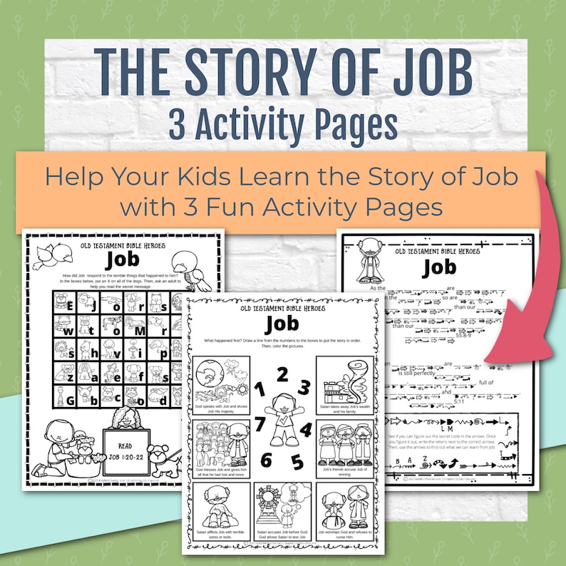 Job Activity Page, Story of Job Bible Lesson, Christian Homeschool ...