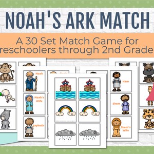 Noah's Ark Matching Game, Bible Elementary Sunday School Activity ...