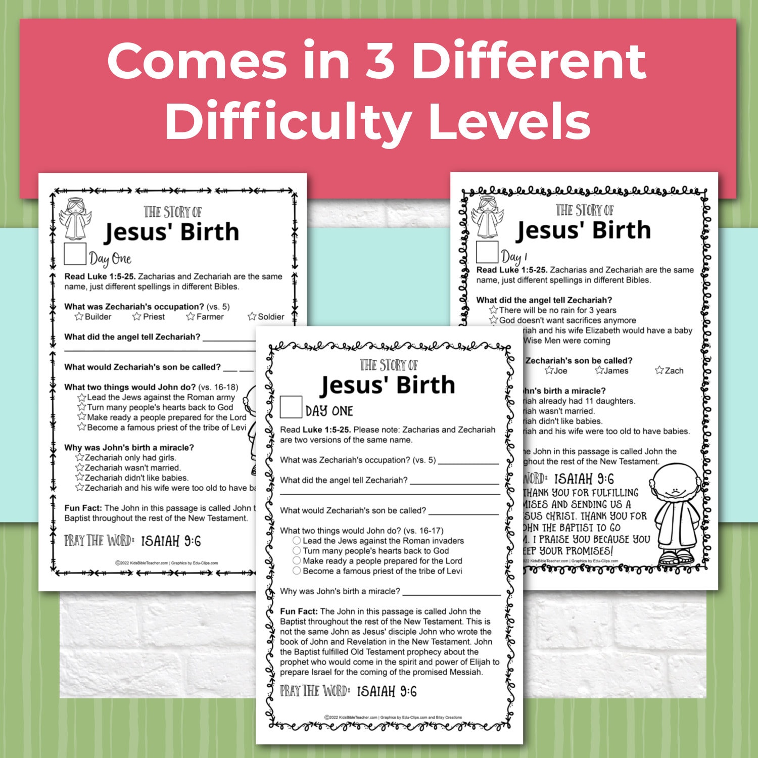 Story of Jesus Birth Bible Reading Pages for Kids, Nativity Christmas ...