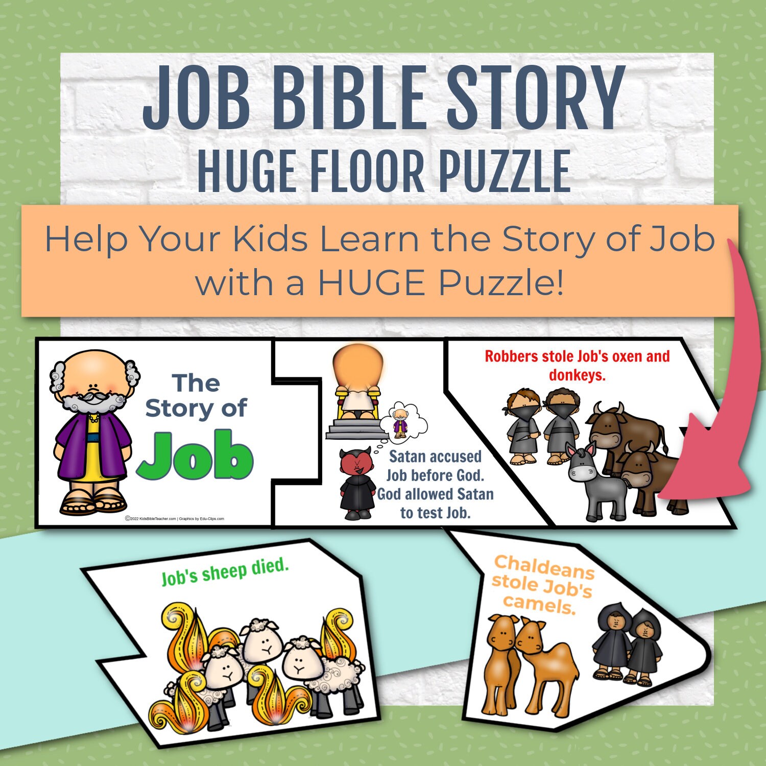 Story of Job Bible Puzzle Bible Game for Kids Floor Puzzle - Etsy